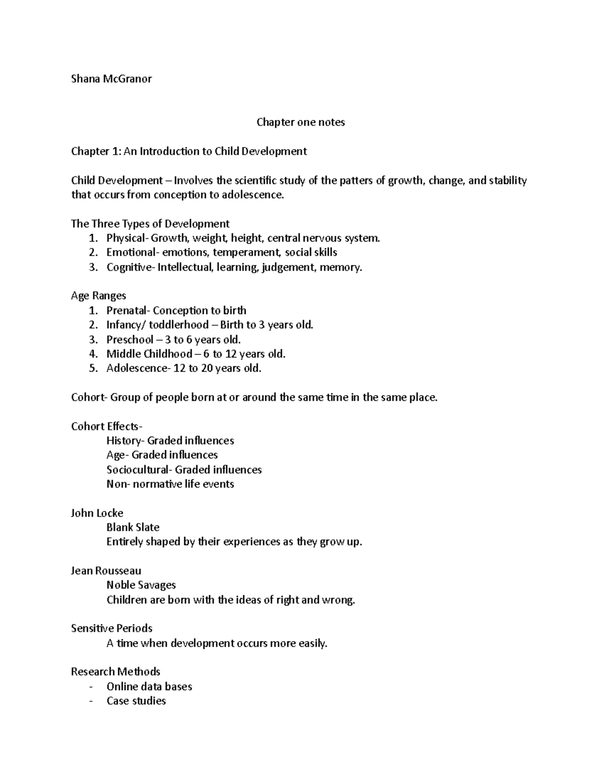 Chapter 1 notes - Shana McGranor Chapter one notes Chapter 1: An ...