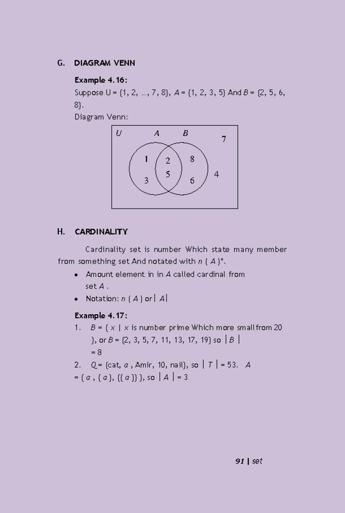 Basic foundation in mathematics-51 - G. DIAGRAM VENN Example 4: Suppose ...