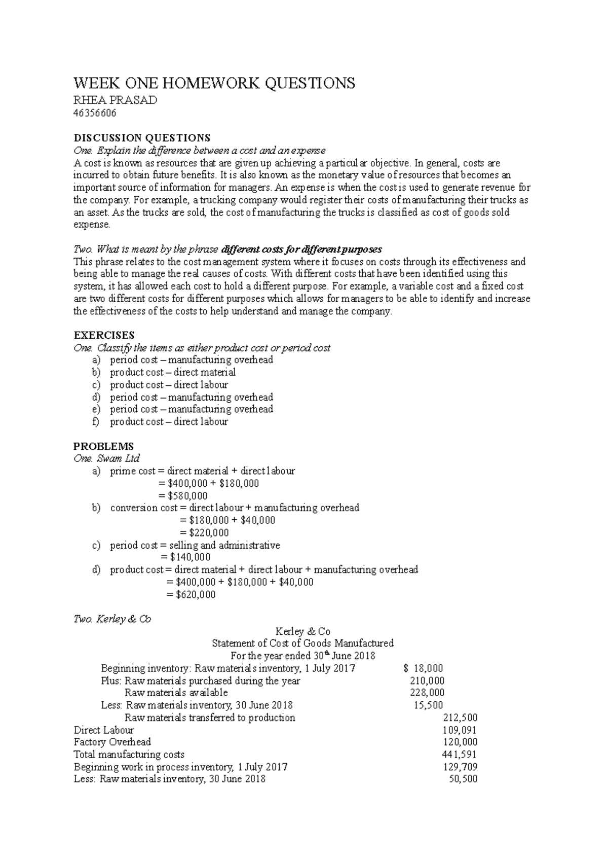 Accg2000 week1 HW - week one tutorial homework - WEEK ONE HOMEWORK ...