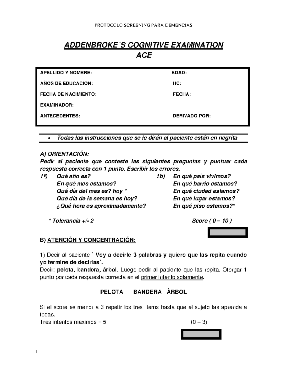 Addenbroke - sdgdfcjdaadds - ADDENBROKE ́S COGNITIVE EXAMINATION ACE ...