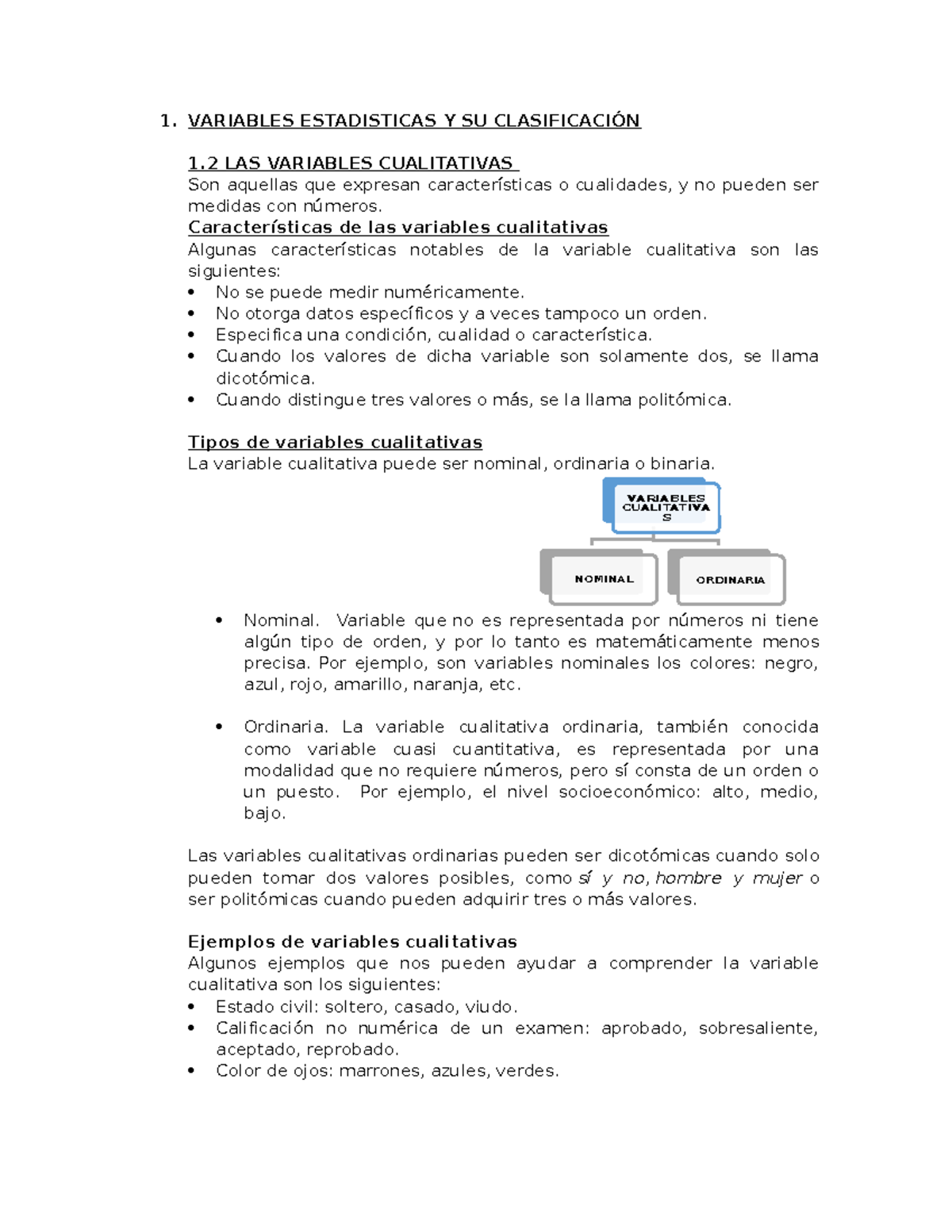 Variables Estadisticas Y SU Clasificación - 1. VARIABLES ESTADISTICAS Y SU CLASIFICACIÓN 1 LAS ...