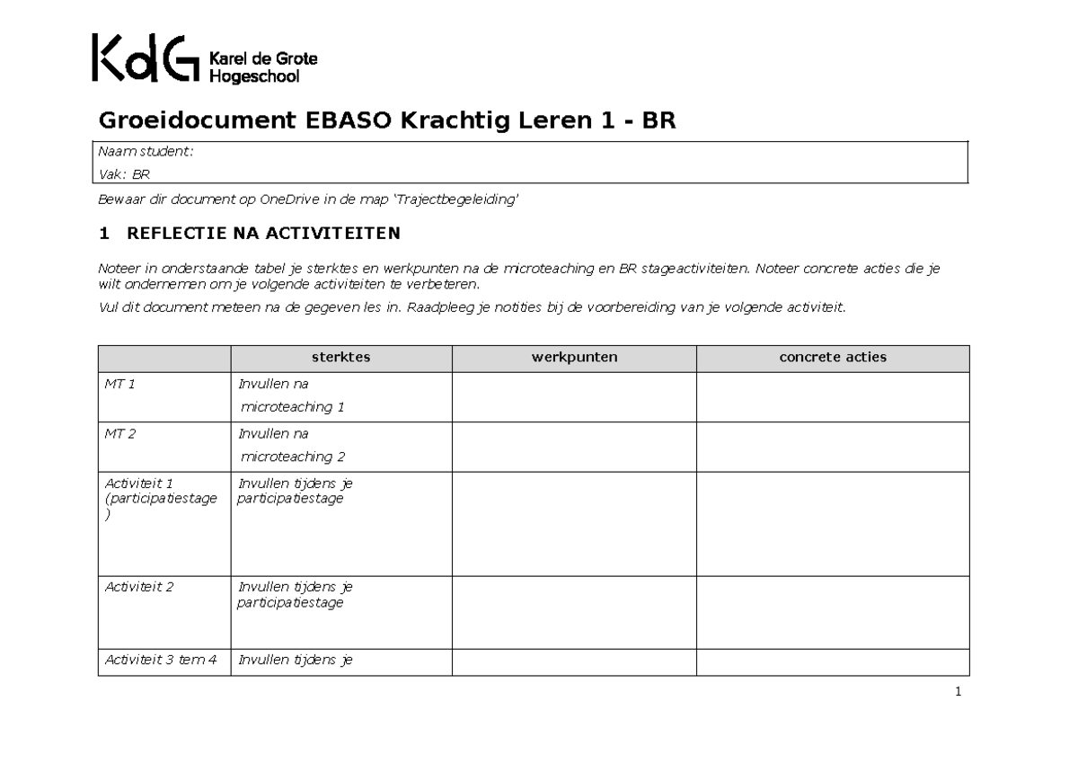 Stagedoc KL 1 BR Groeidocument KL BR 1 V - Groeidocument EBASO Krachtig ...