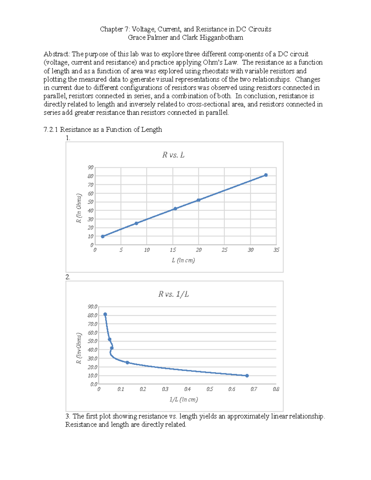Lab 6 ex 1 - Lab report - Chapter 7: Voltage, Current, and Resistance ...