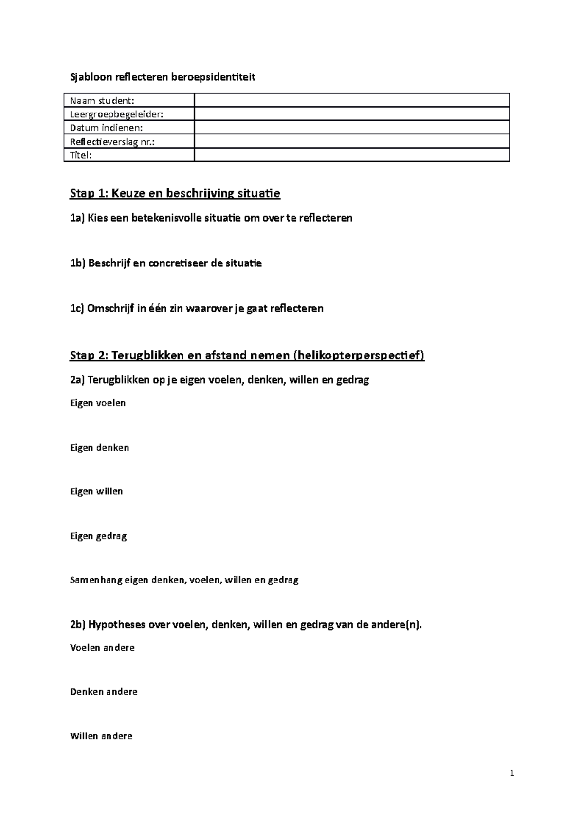 Sjabloon examenreflectie BI20202021 - Sjabloon reflecteren ...