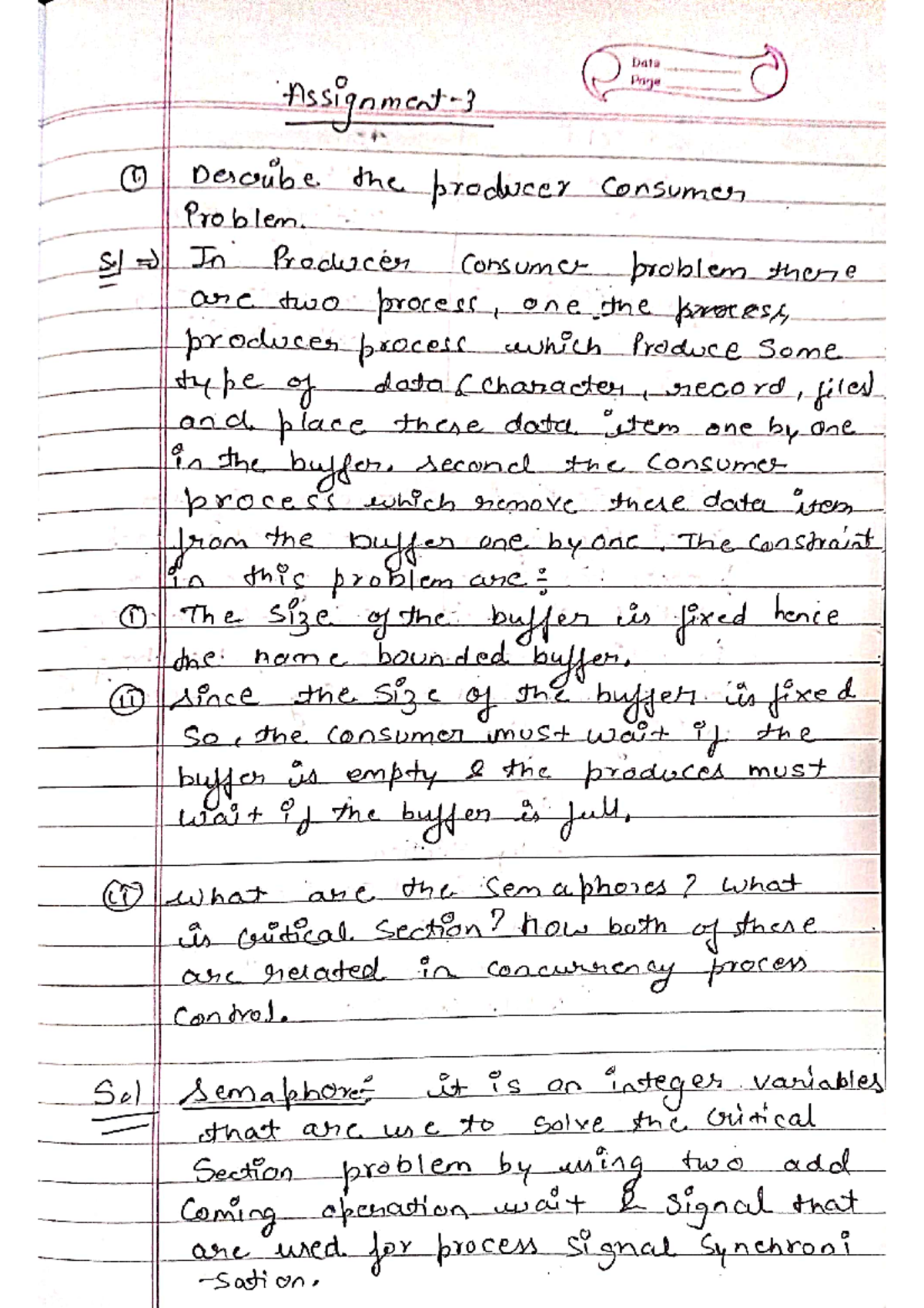 questions for os - Data Page Assignment 1 Describe the producer ...