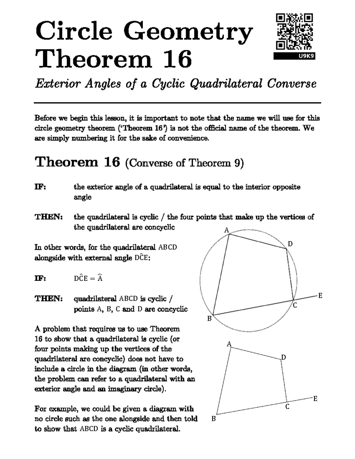 Circle Geometry Theorem 16 - MAT02A2 - ABCD DC ෠ E DC ෠ E = A ෡ ABCD A ...