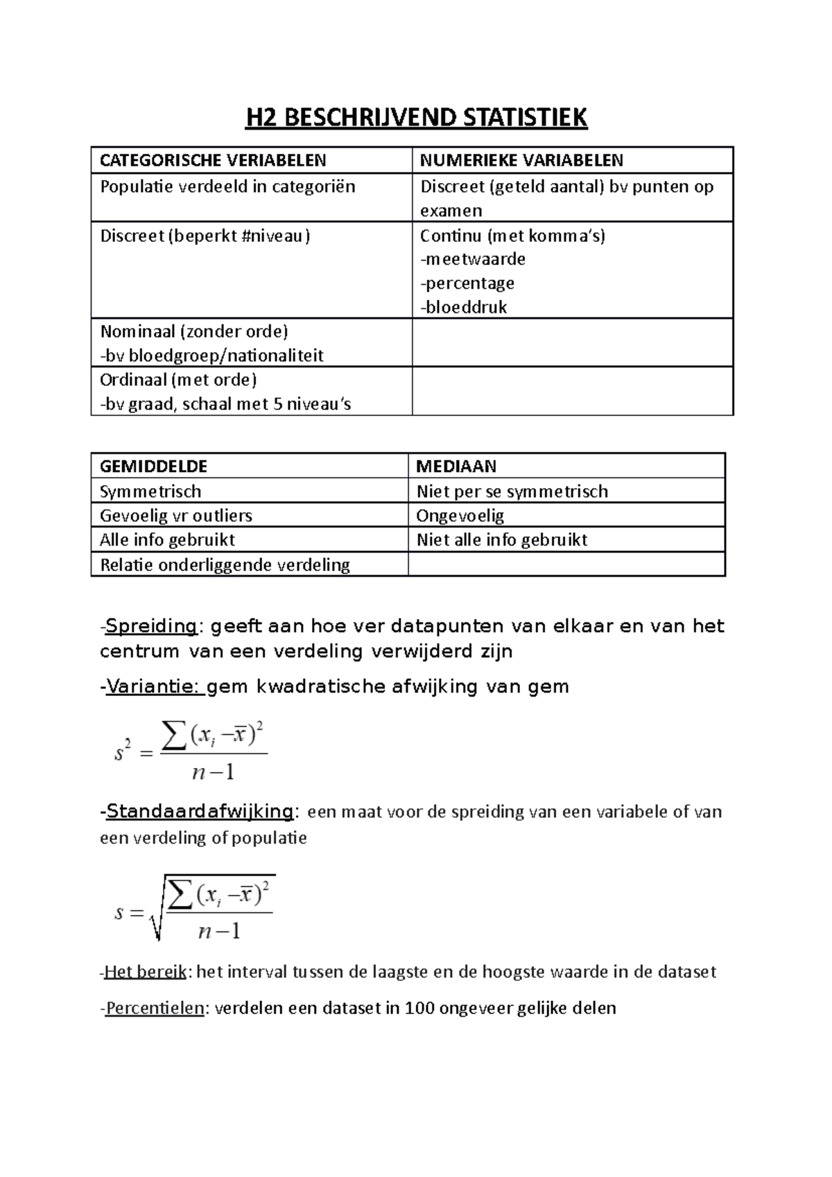 Sv statistiek - H2 BESCHRIJVEND STATISTIEK CATEGORISCHE VERIABELEN ...
