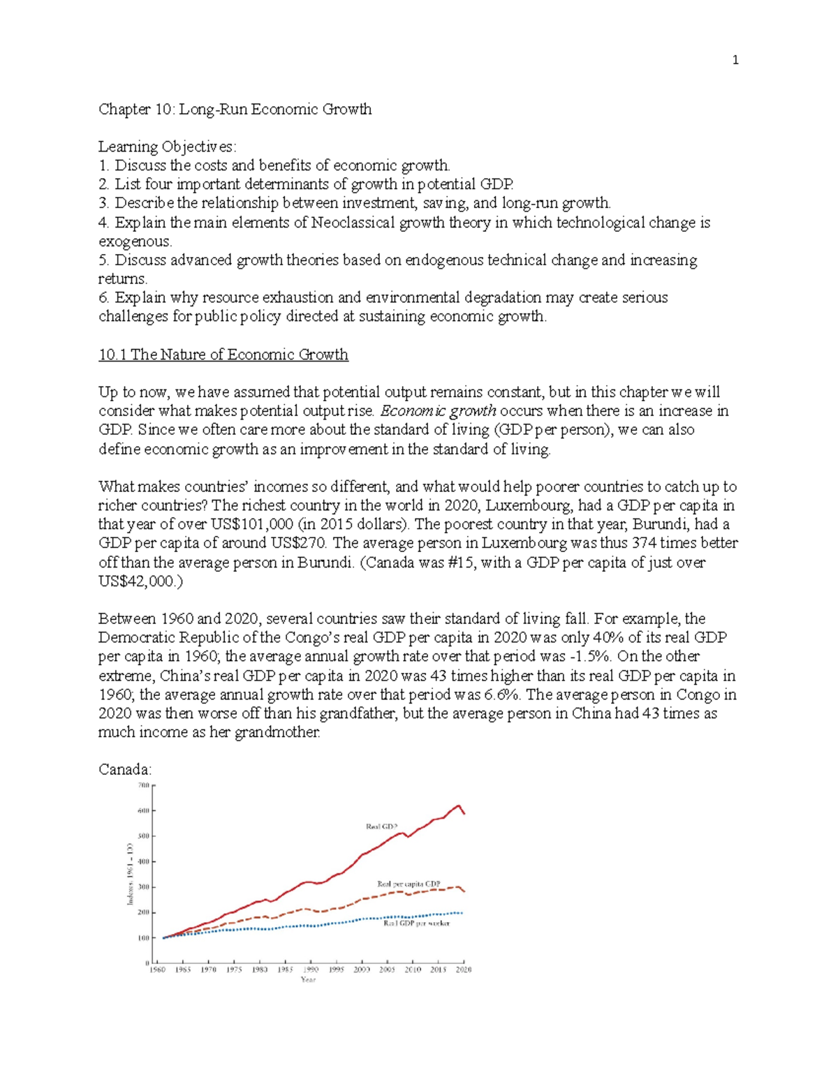 Chapter 10 Notes - Chapter 10: Long-Run Economic Growth Learning ...