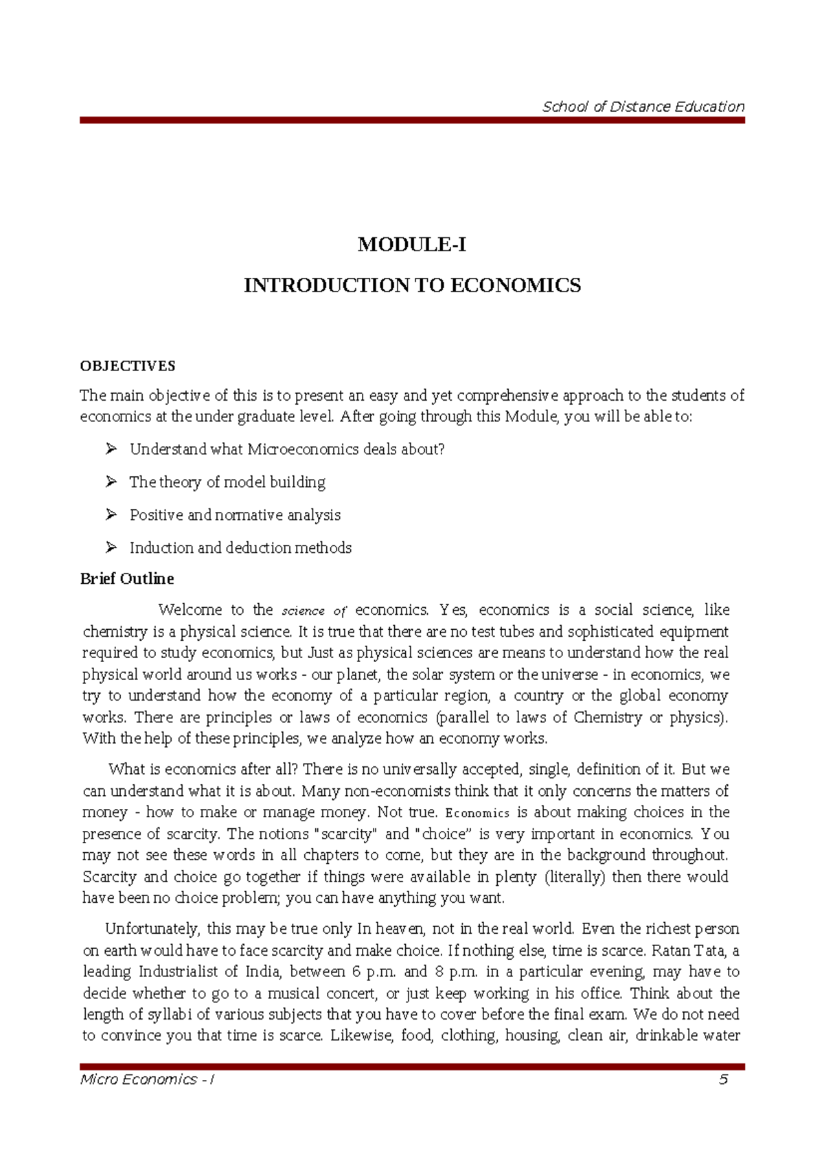 BA Economics -I Sem - course - Micro Economics - I 2015-5-19 - MODULE-I ...