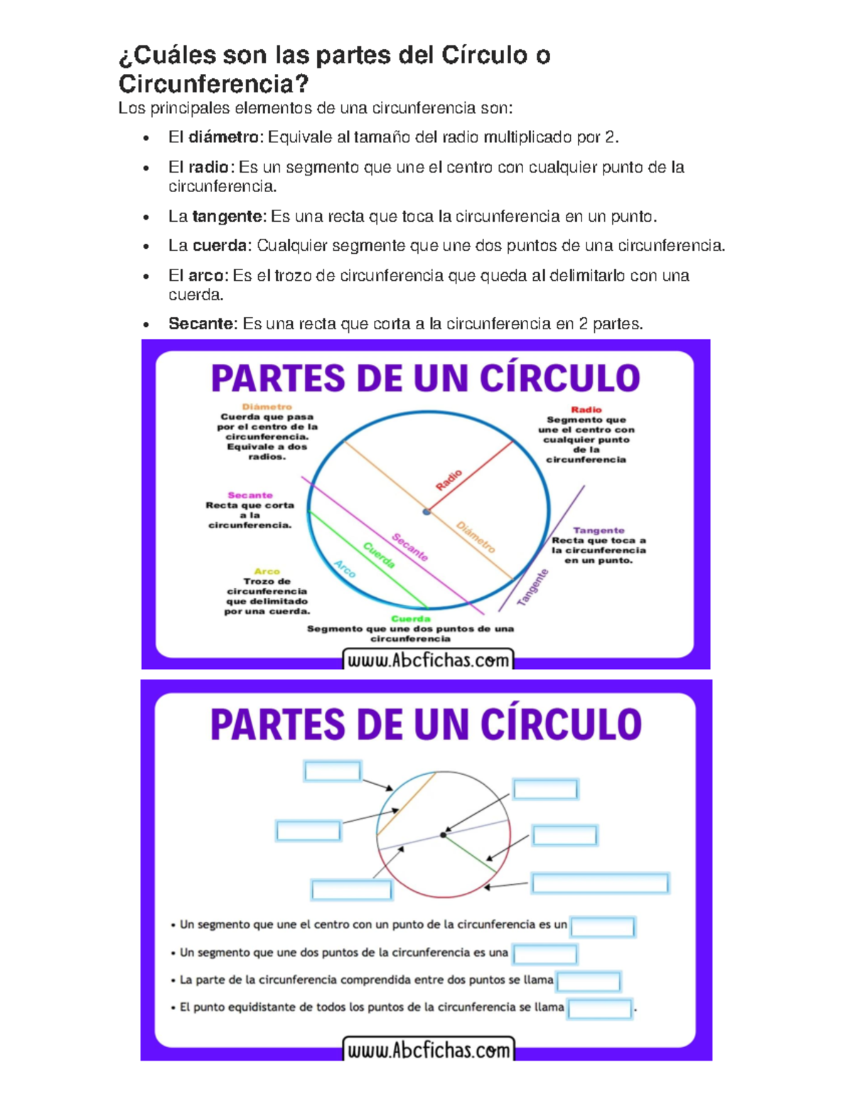 Cuáles son las partes del Círculo o Circunferencia - ¿Cuáles son las ...