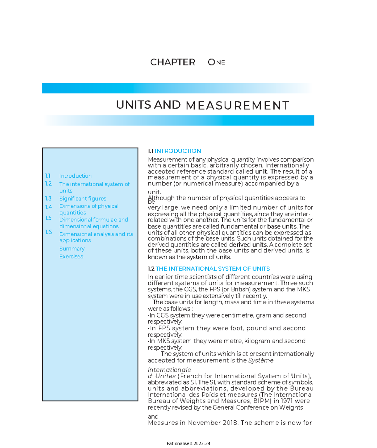 Ncert Class 11.pdf Chapter 1 Physics - CHAPTER ONE UNITS AND M E A S U ...