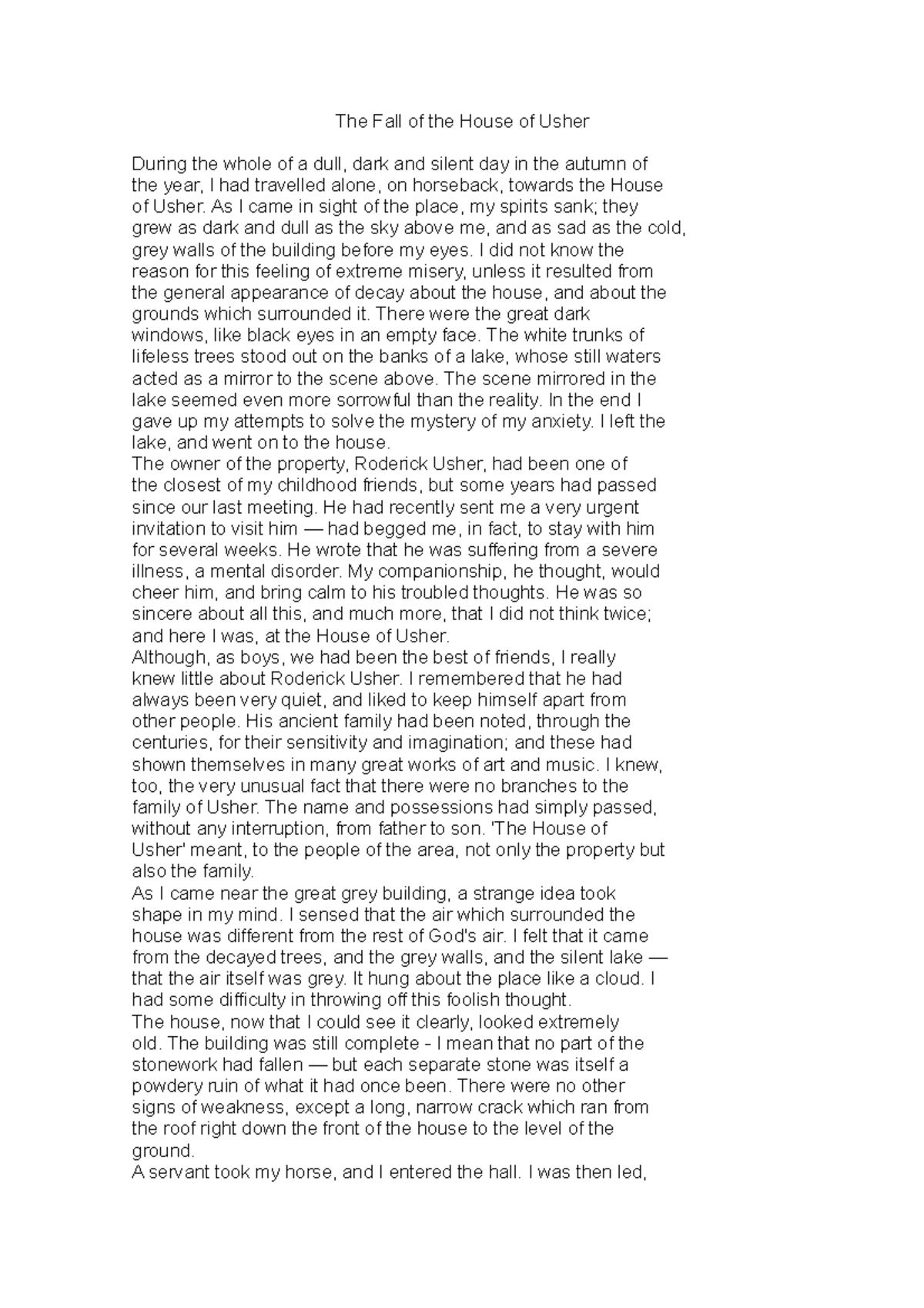 The Fall of the House of Usher - 2B - The Fall of the House of Usher ...