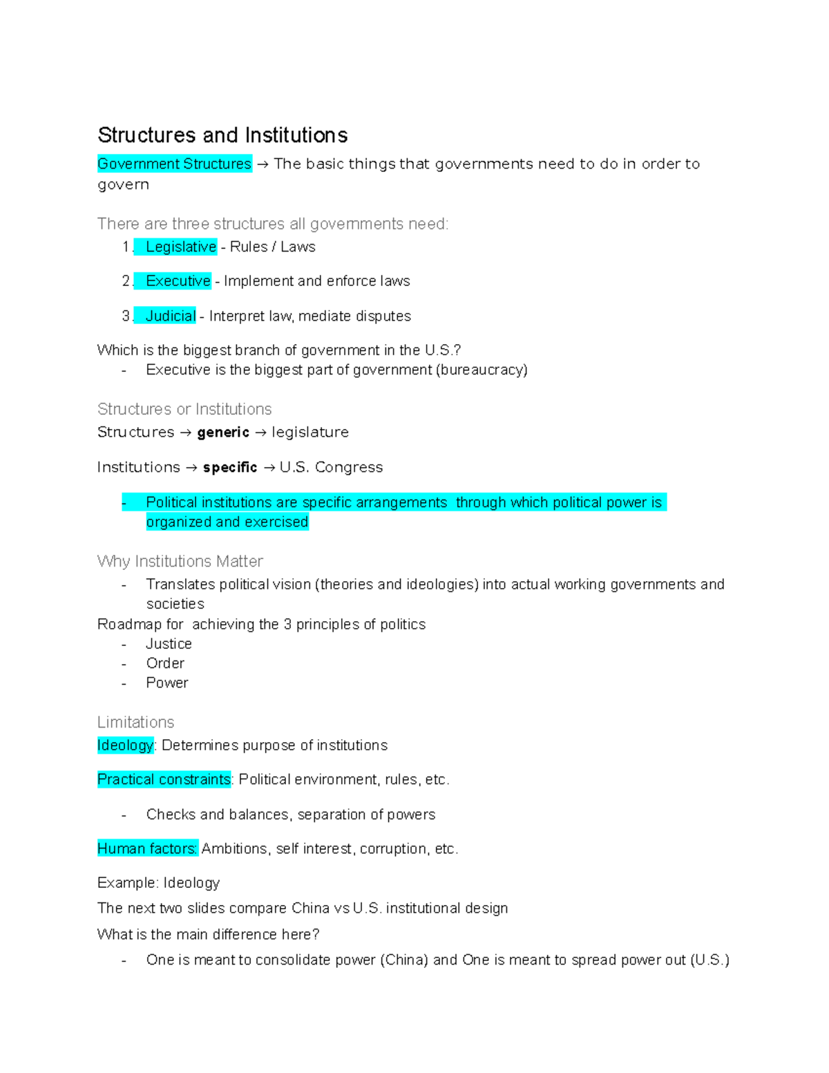 Structures and Industries - Structures and Institutions Government ...