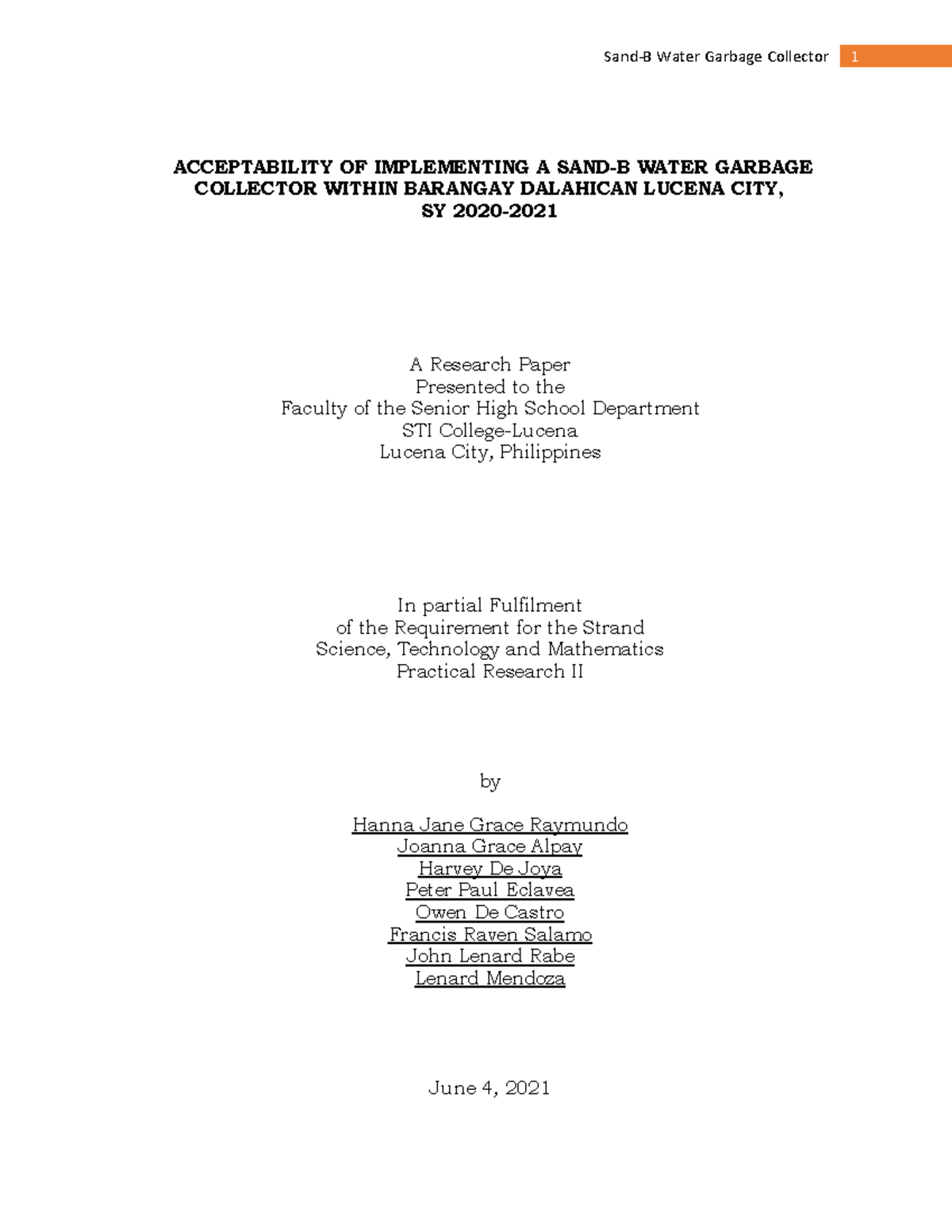 Chapter-1-3 -Water-Garbage-Collector - ACCEPTABILITY OF IMPLEMENTING A ...