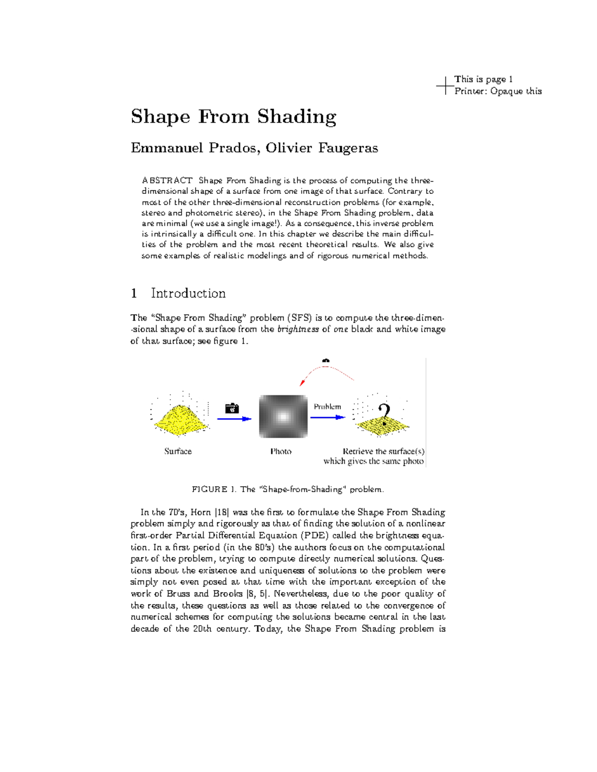 Shape from shading - This is page 1 Printer: Opaque this Shape From ...