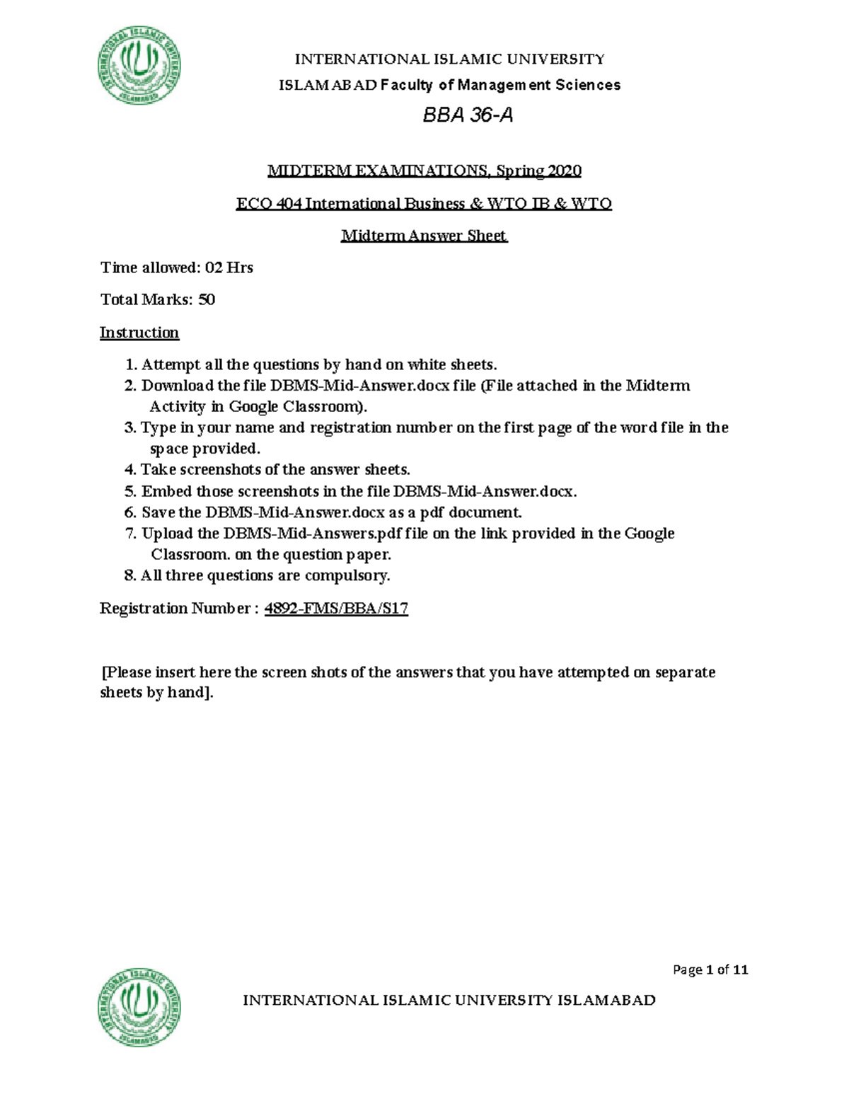 Mid term paper of the course WTO - international business studies ...