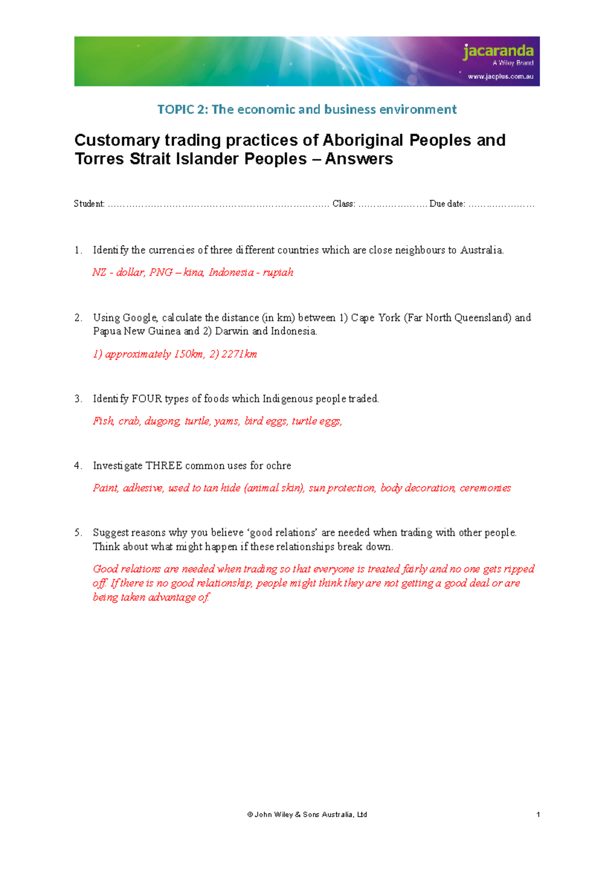 Chapt 2wkans - NOTES - TOPIC 2: The economic and business environment ...