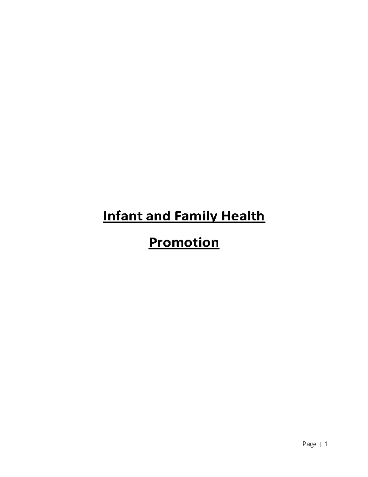 Infant and Family Health Promotion - Infant and Family Health Promotion ...