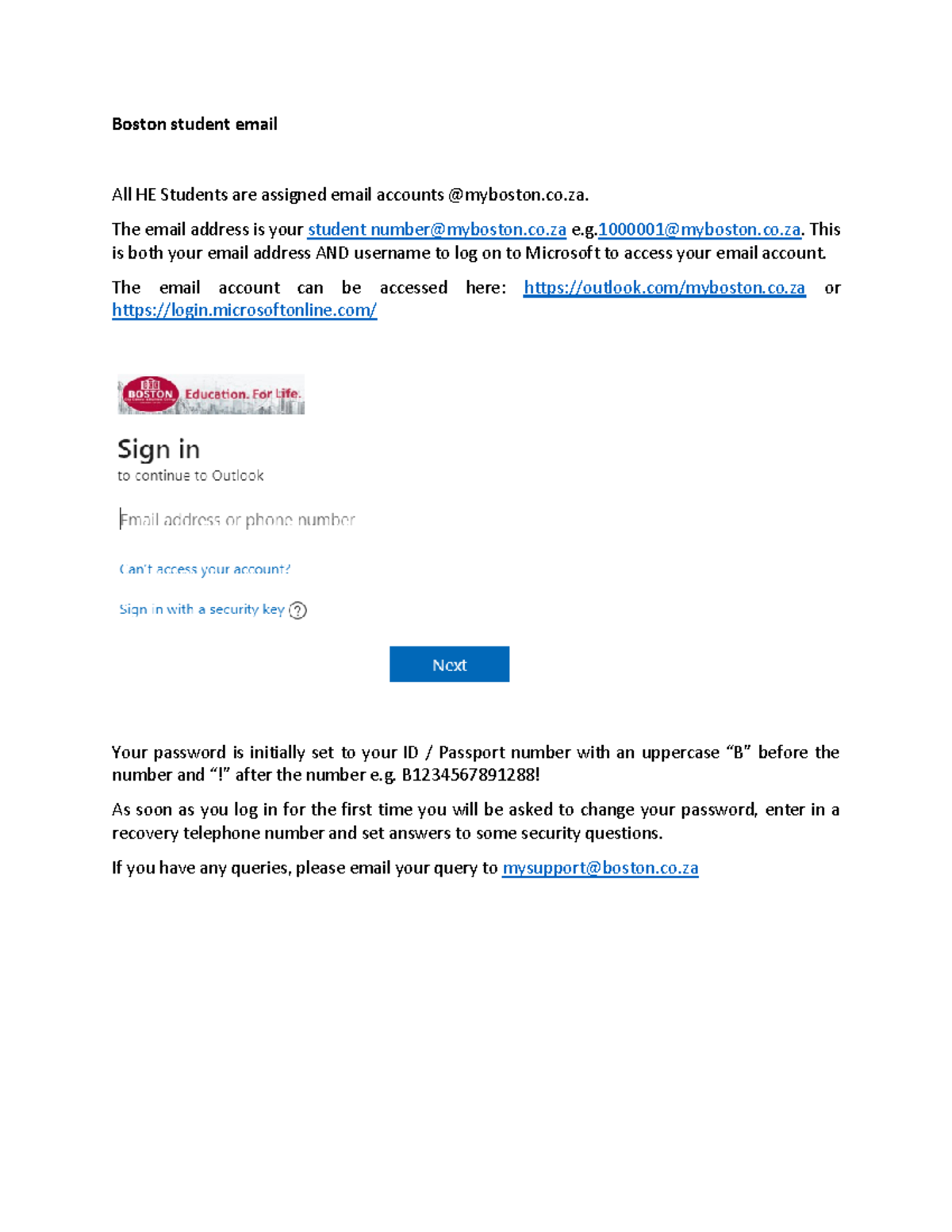 Intsructions Boston Email - Boston student email All HE Students are ...