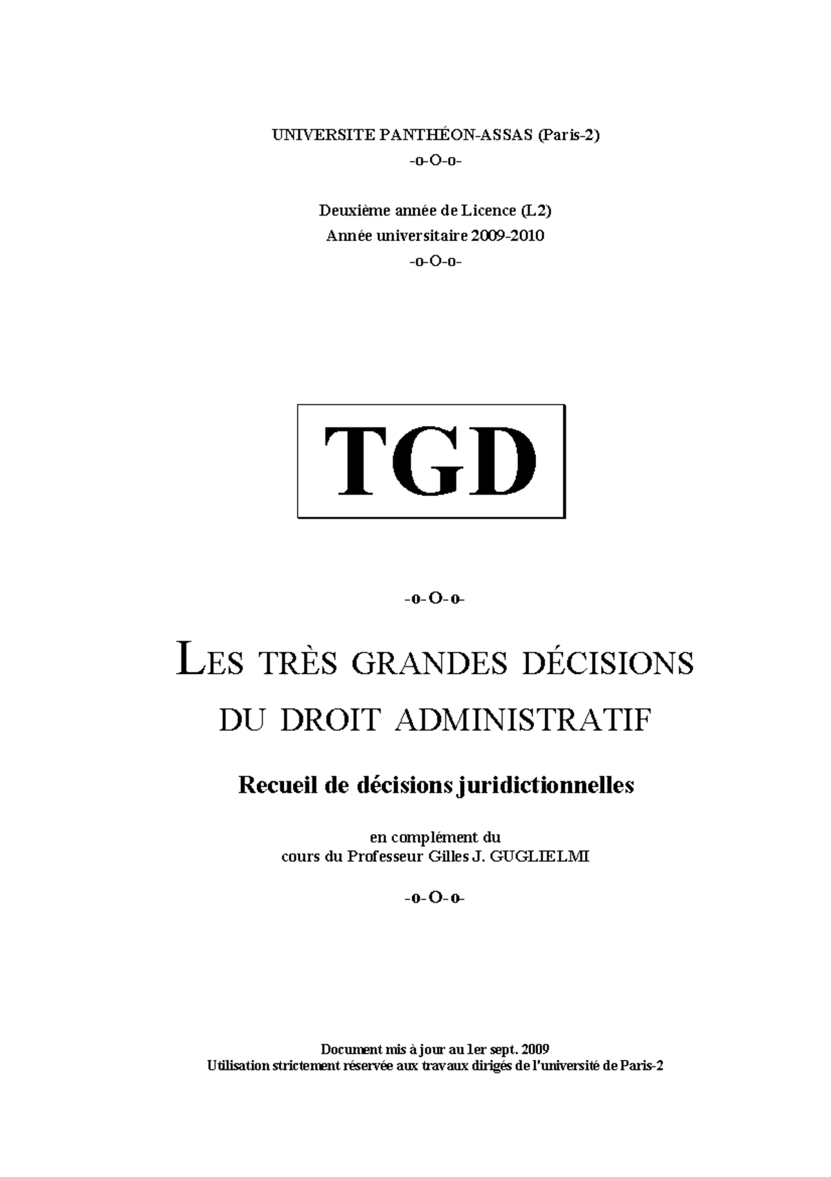 TGD - notes de cours - UNIVERSITE PANTHÉON-ASSAS (Paris-2) -o-O-o ...