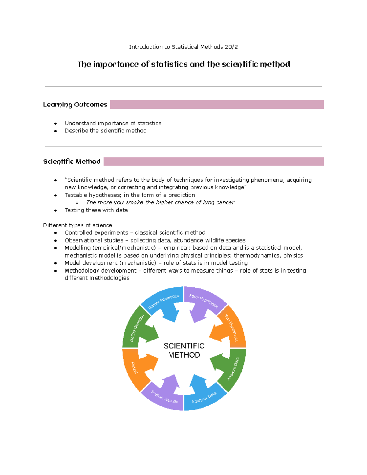 Envx Lectures 1 And 2 Introduction To Statistical Methods 20 The Importance Of Statistics And