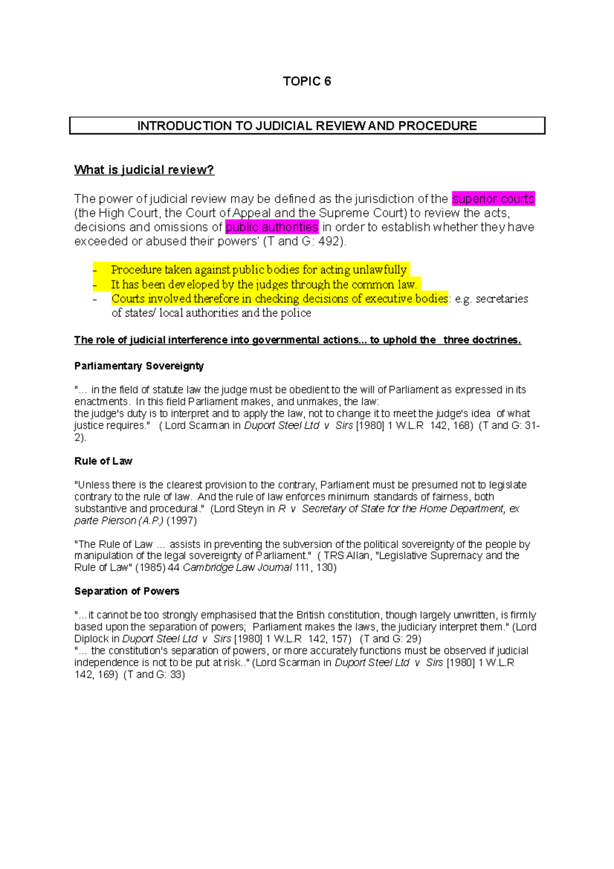 Topic 6 - property - TOPIC 6 INTRODUCTION TO JUDICIAL REVIEW AND ...
