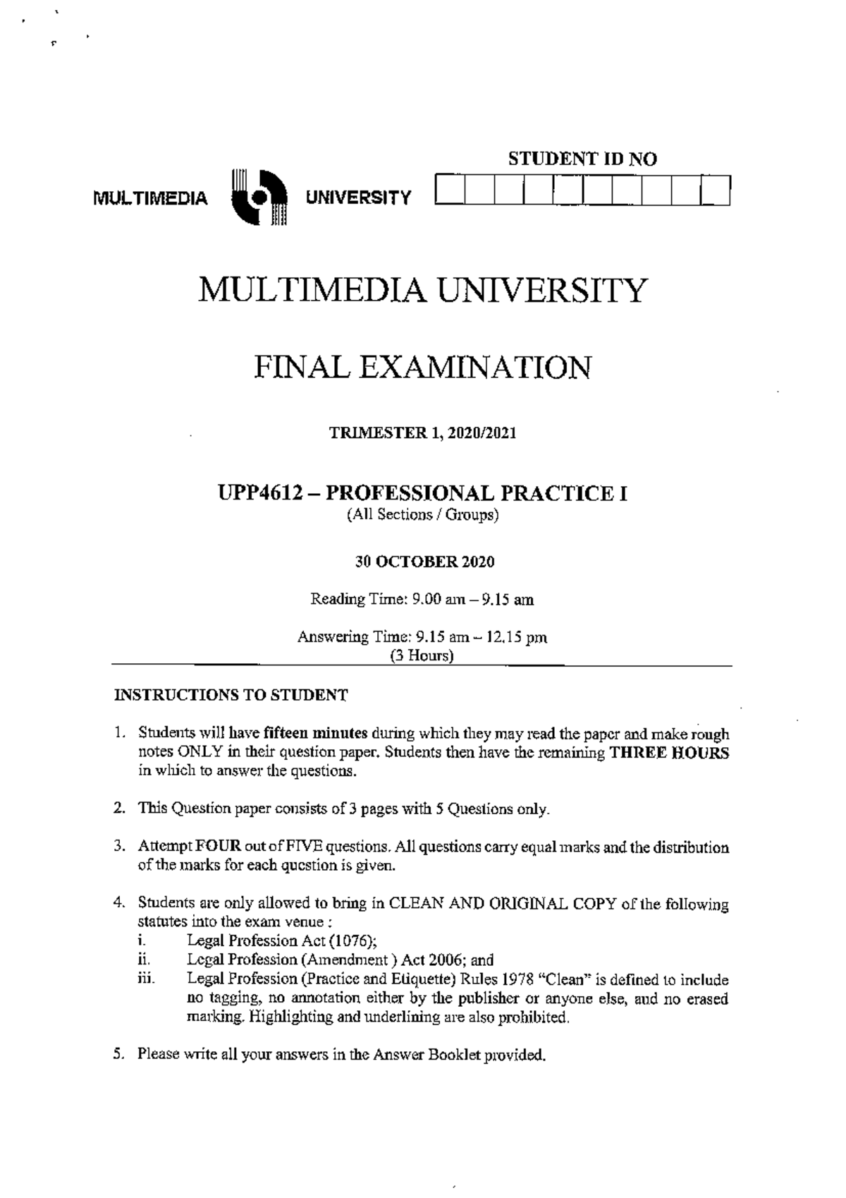 PP 2020 2021 - Past year Questions - Professional Practice I - Studocu