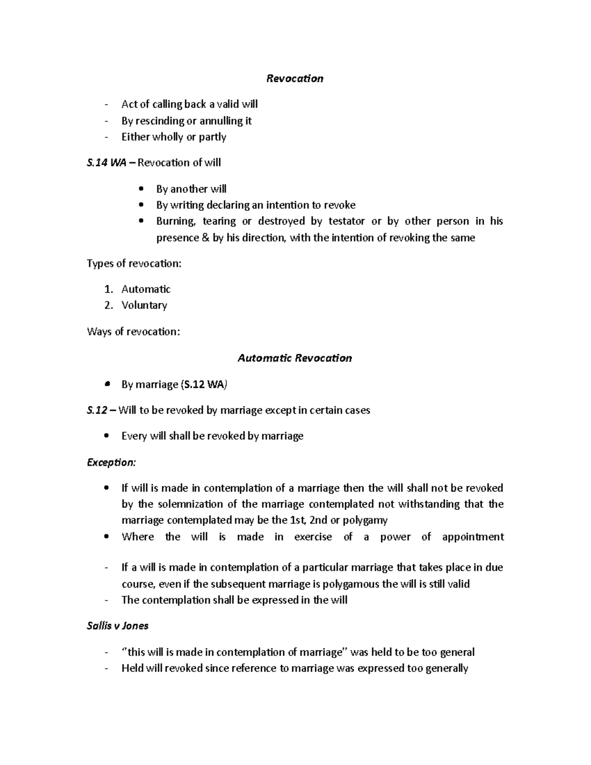 Revocation & Alteration - Revocation Act of calling back a valid will ...