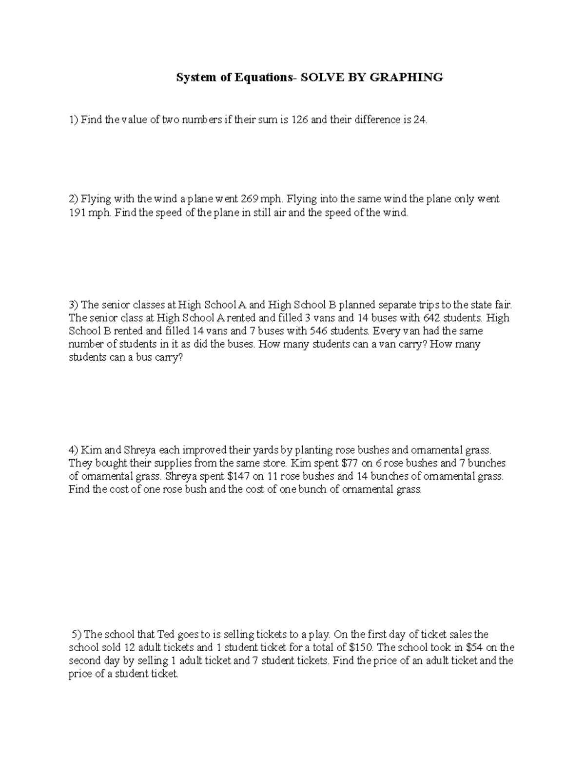 System of Equations Worksheet and Exit Ticket - System of Equations ...