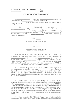 My Legal Whiz - Affidavit Correction of Technical Description in Land ...