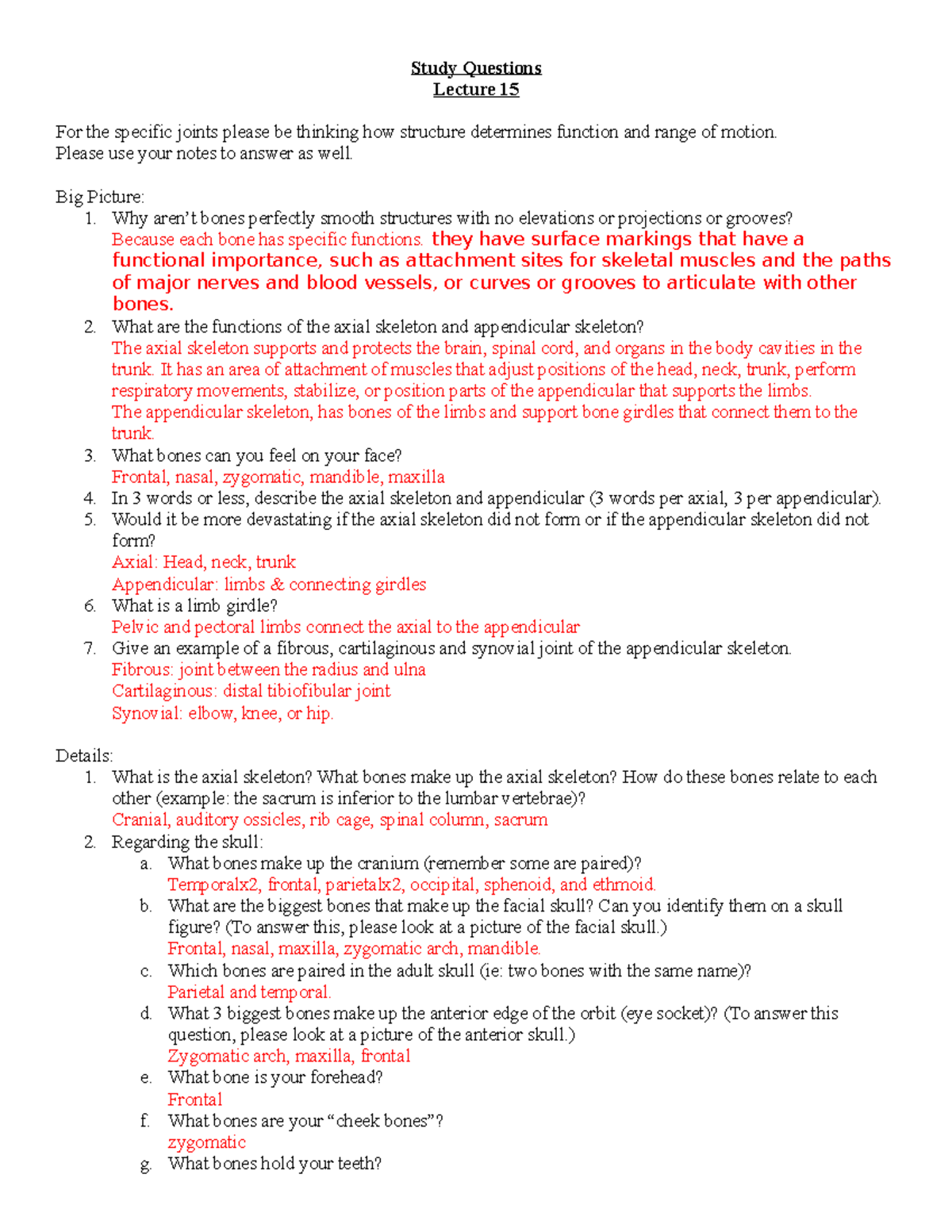 Lecture 15 Study Questions - Study Questions Lecture 15 For the ...
