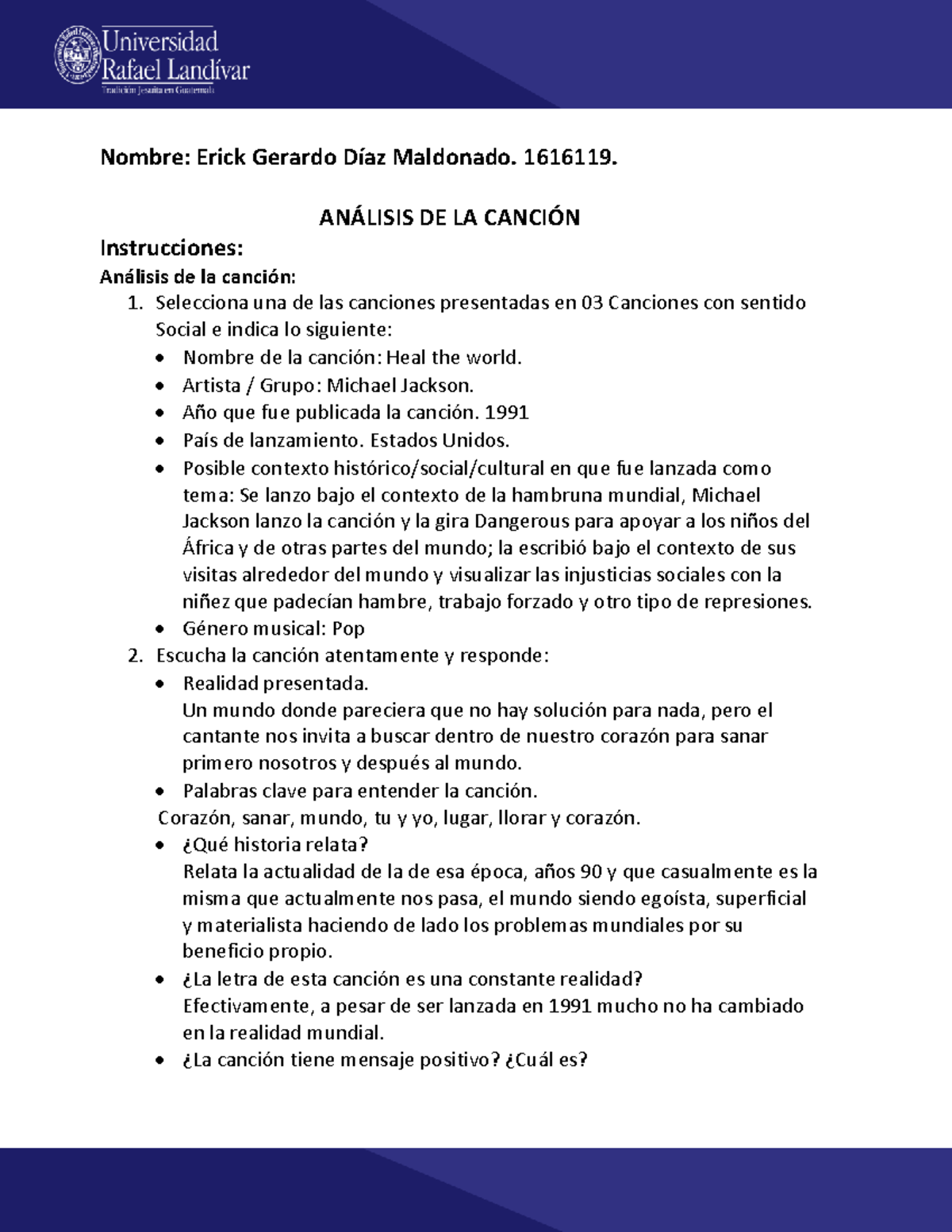 Análisis de la canción - Apuntes 1 - Nombre: Erick Gerardo Díaz ...