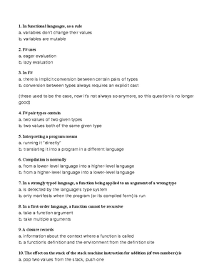 Programming languages assignment - Programming Languages February 4 ...