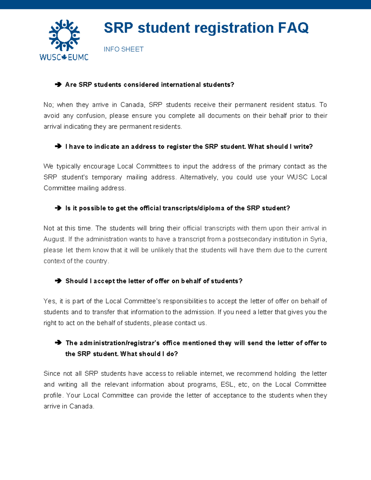 SRP Students registration - FAQ - SRP student registration FAQ INFO ...