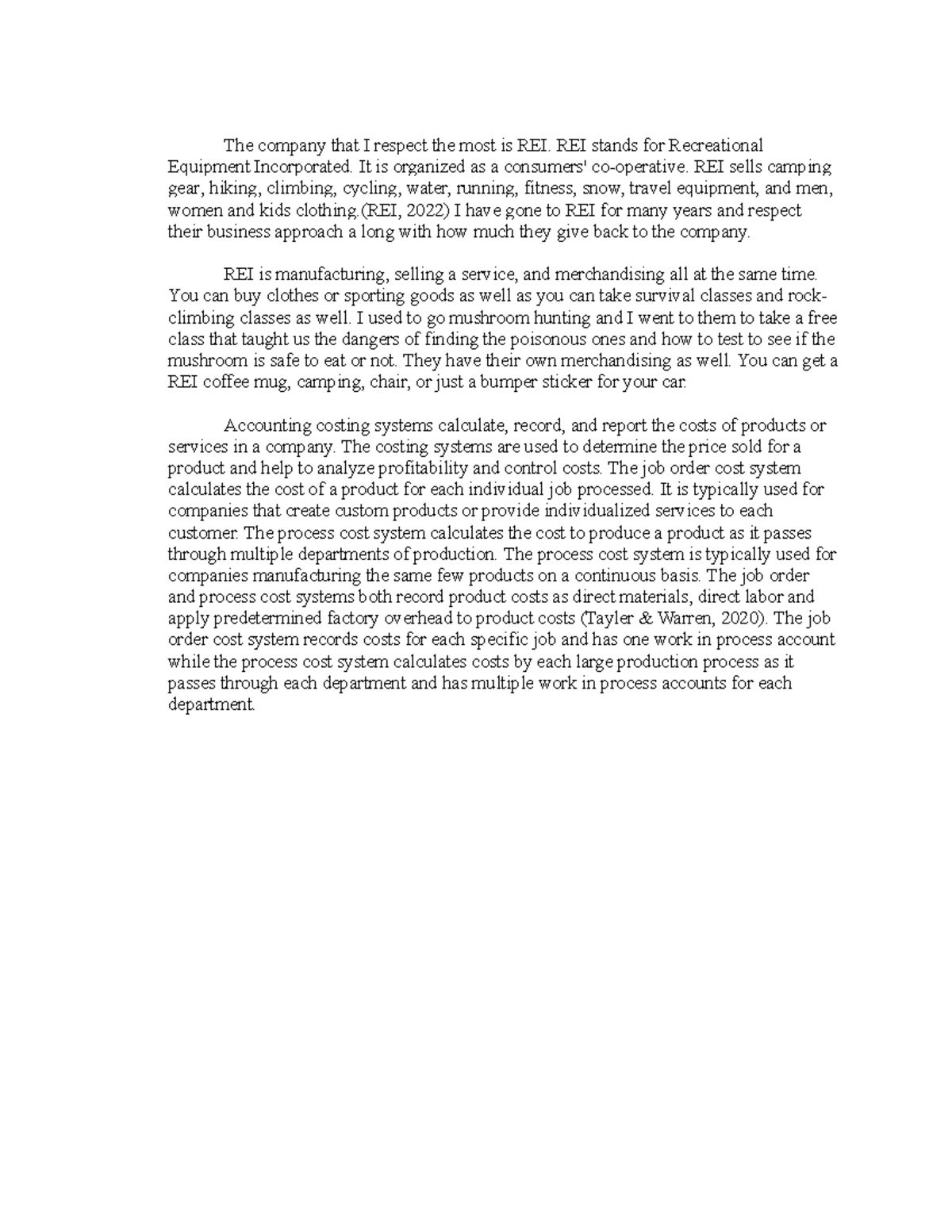 ACC 202 Module 3 Assignment ( Draft) - The company that I respect the ...