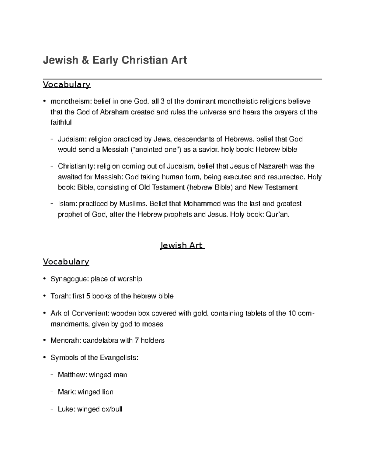 ART 2.1- Jewish & Early Christian Art - Jewish & Early Christian Art ...