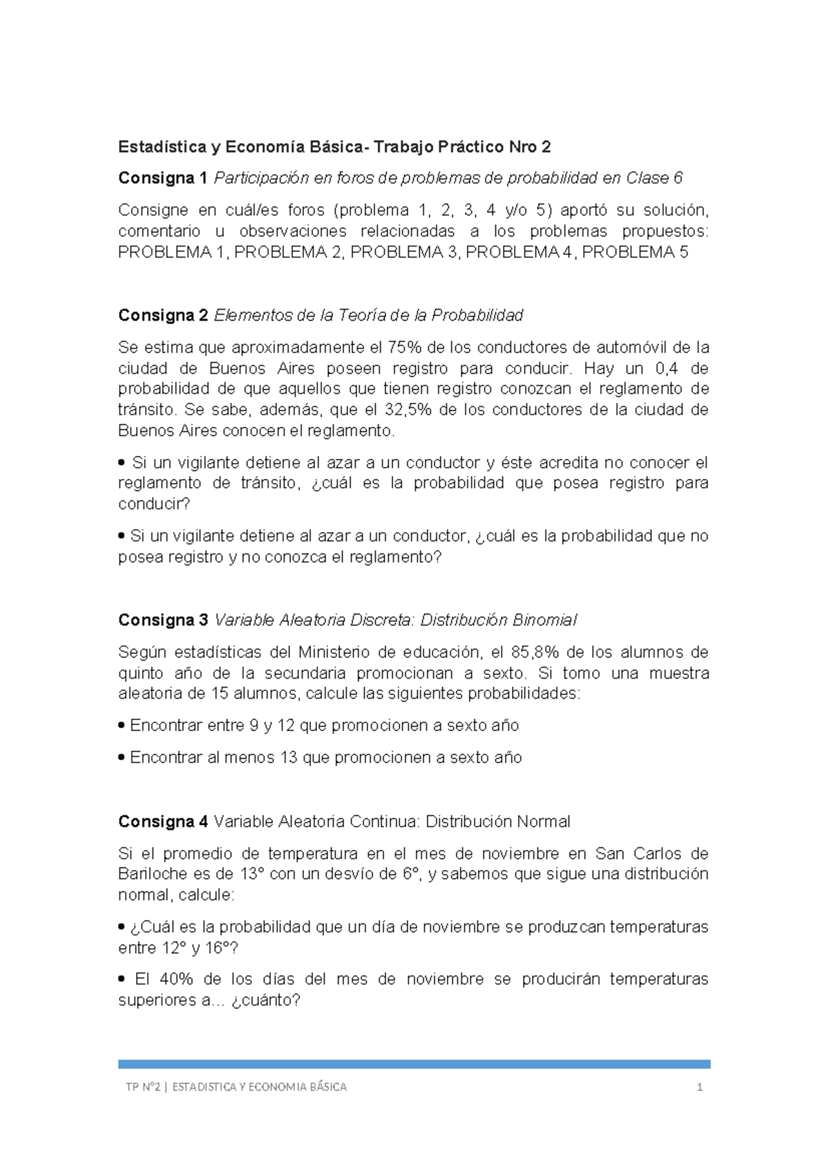 TP2 Estadistica - Trabajo Practico - Estadística y Economía Básica ...