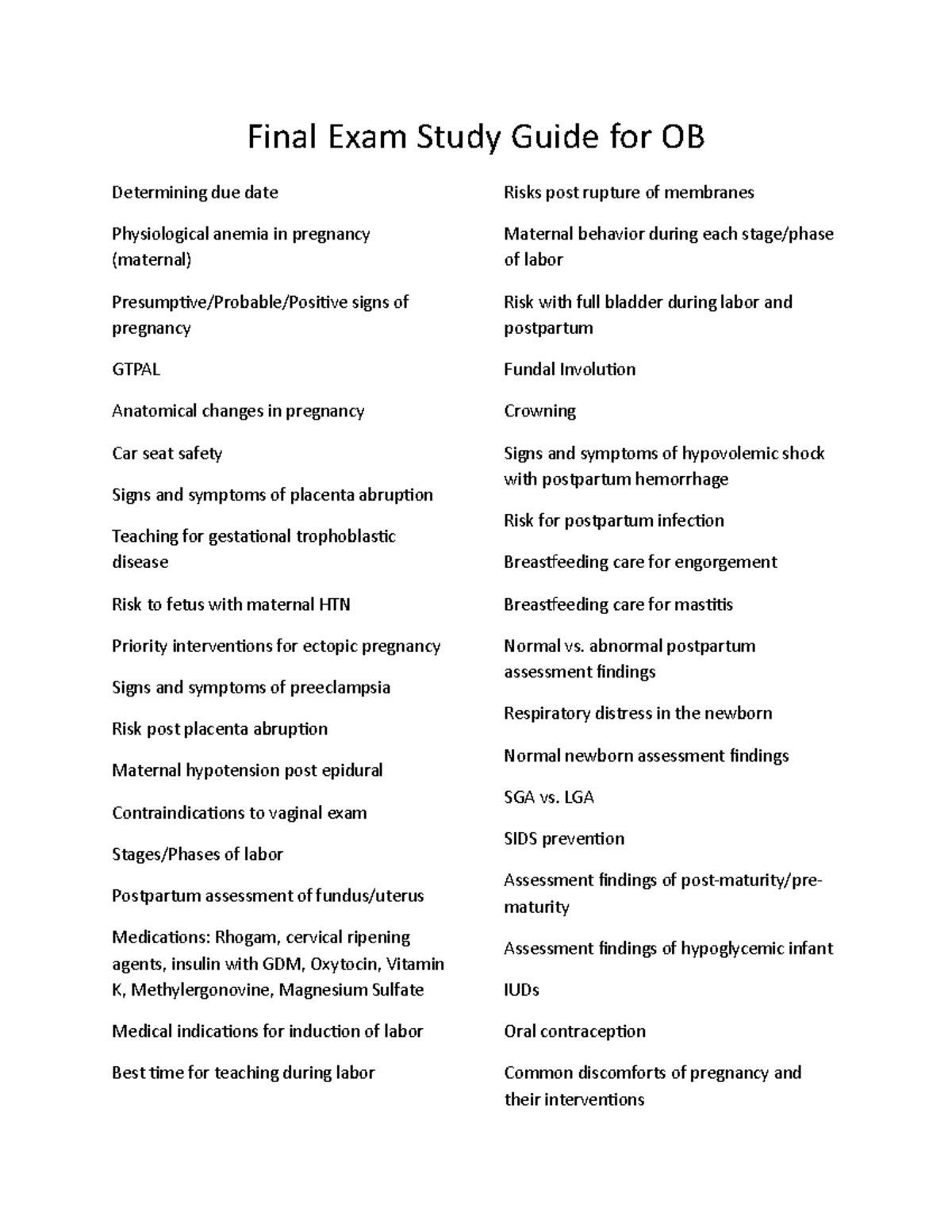 Final Exam Study Guide for OB - Final Exam Study Guide for OB ...