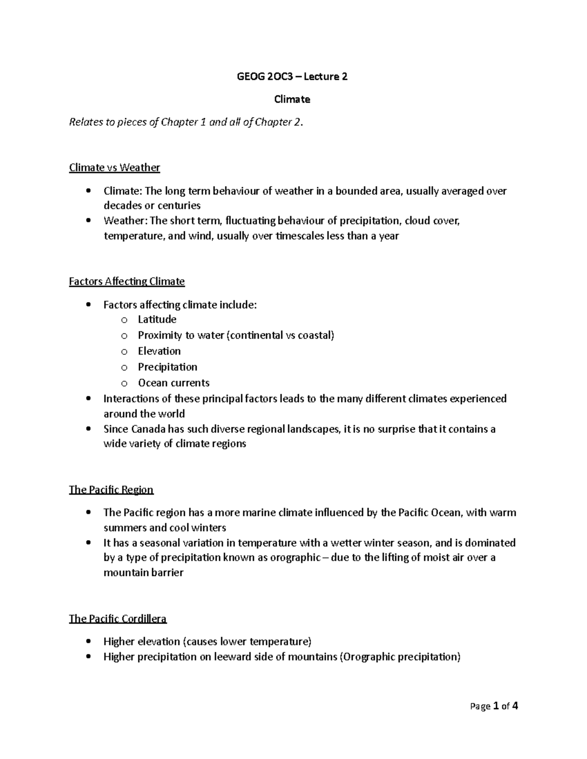 GEOG 2OC3 - Lecture 2 - Climate - GEOG 2OC3 – Lecture 2 Climate Relates ...