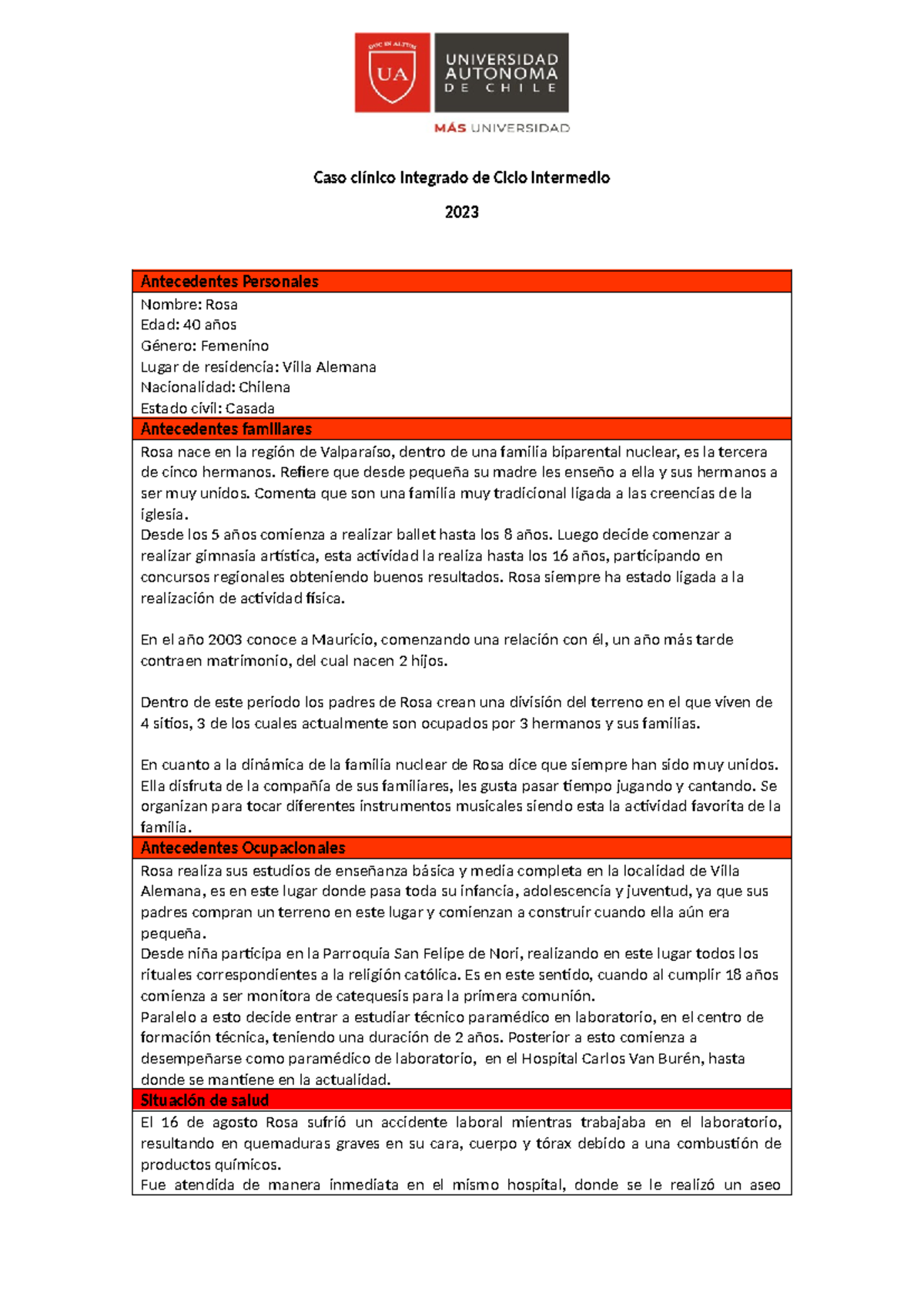 Caso 1 - ICI2023 Carlos - caso clinico práctico de persona con ...