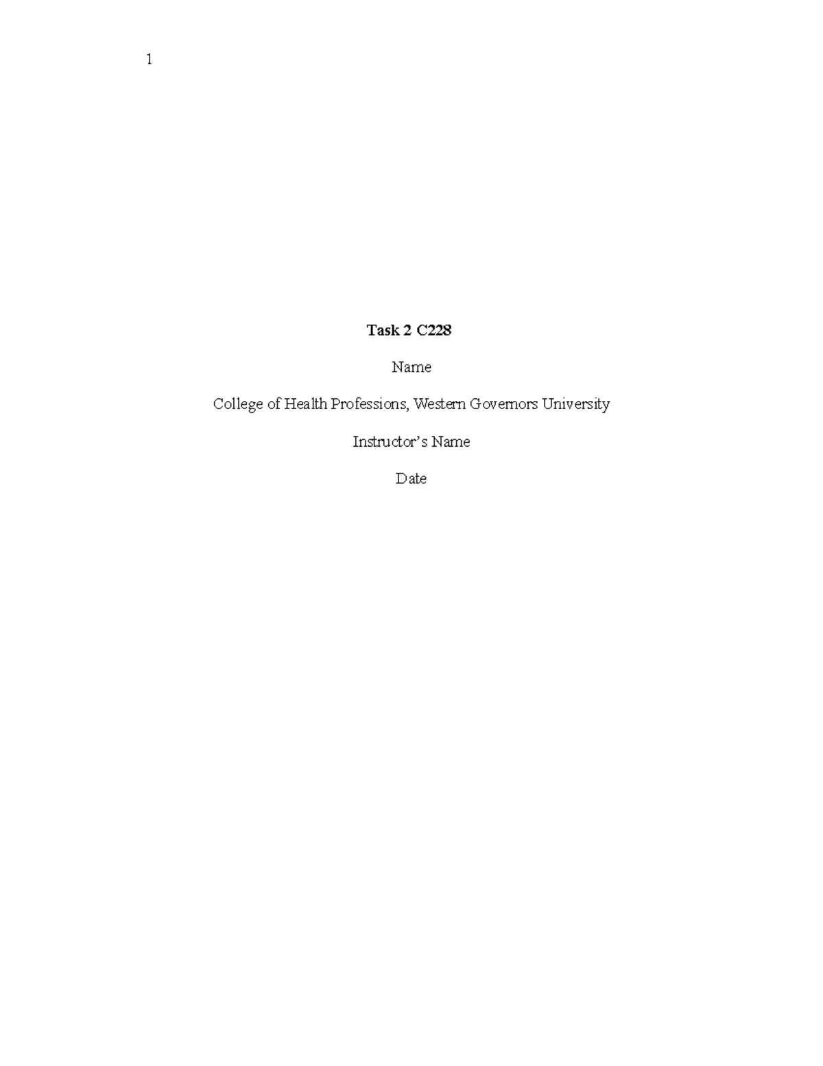 WGU C228 Task 2 Assignment Passed No Revisions - 1 Task 2 C Name ...