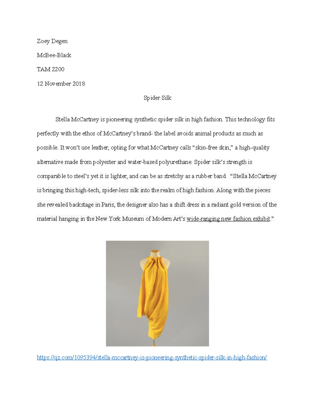 Spider Silk - Independent homework assignment - Zoey Degen McBee-Black ...