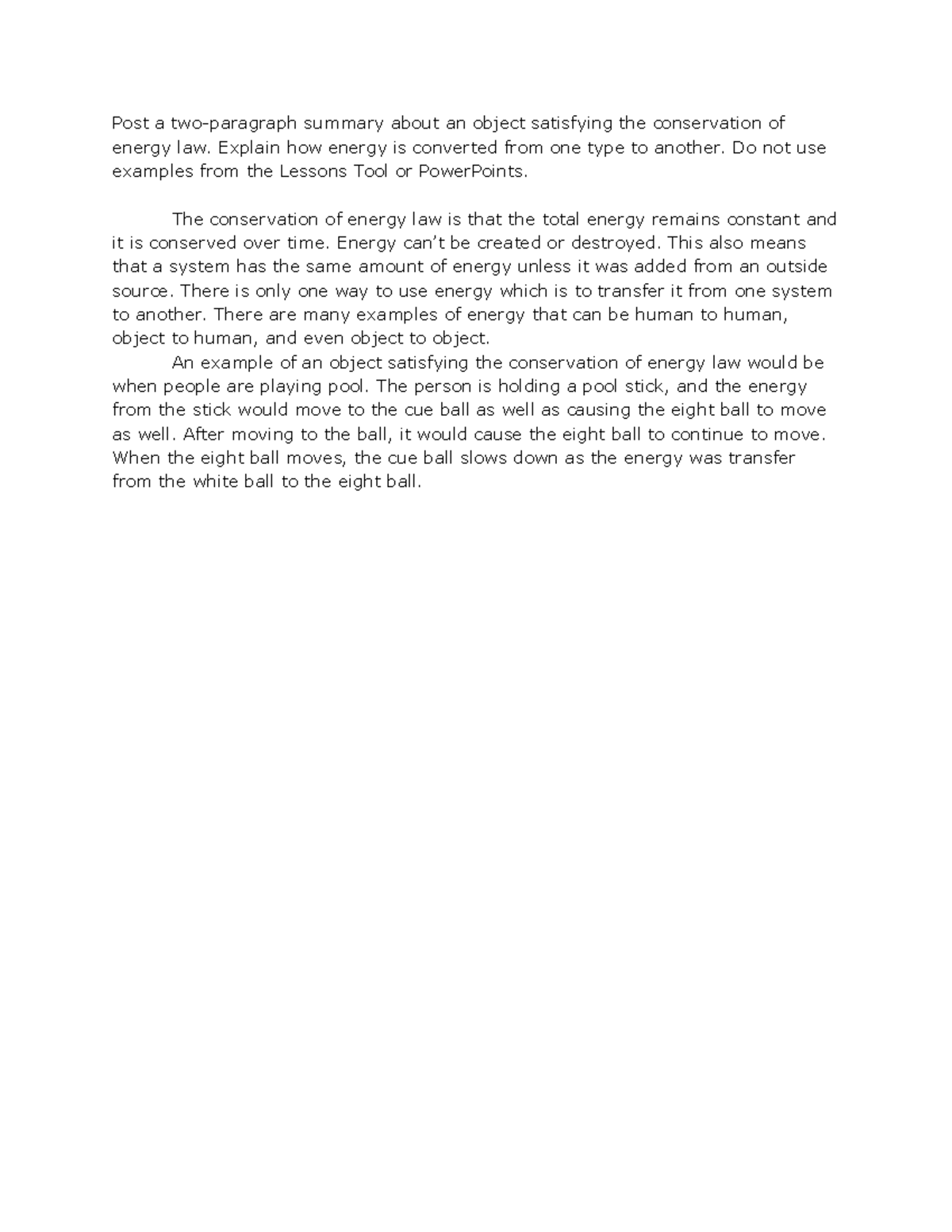 Assignment 7 physics - Post a two-paragraph summary about an object ...