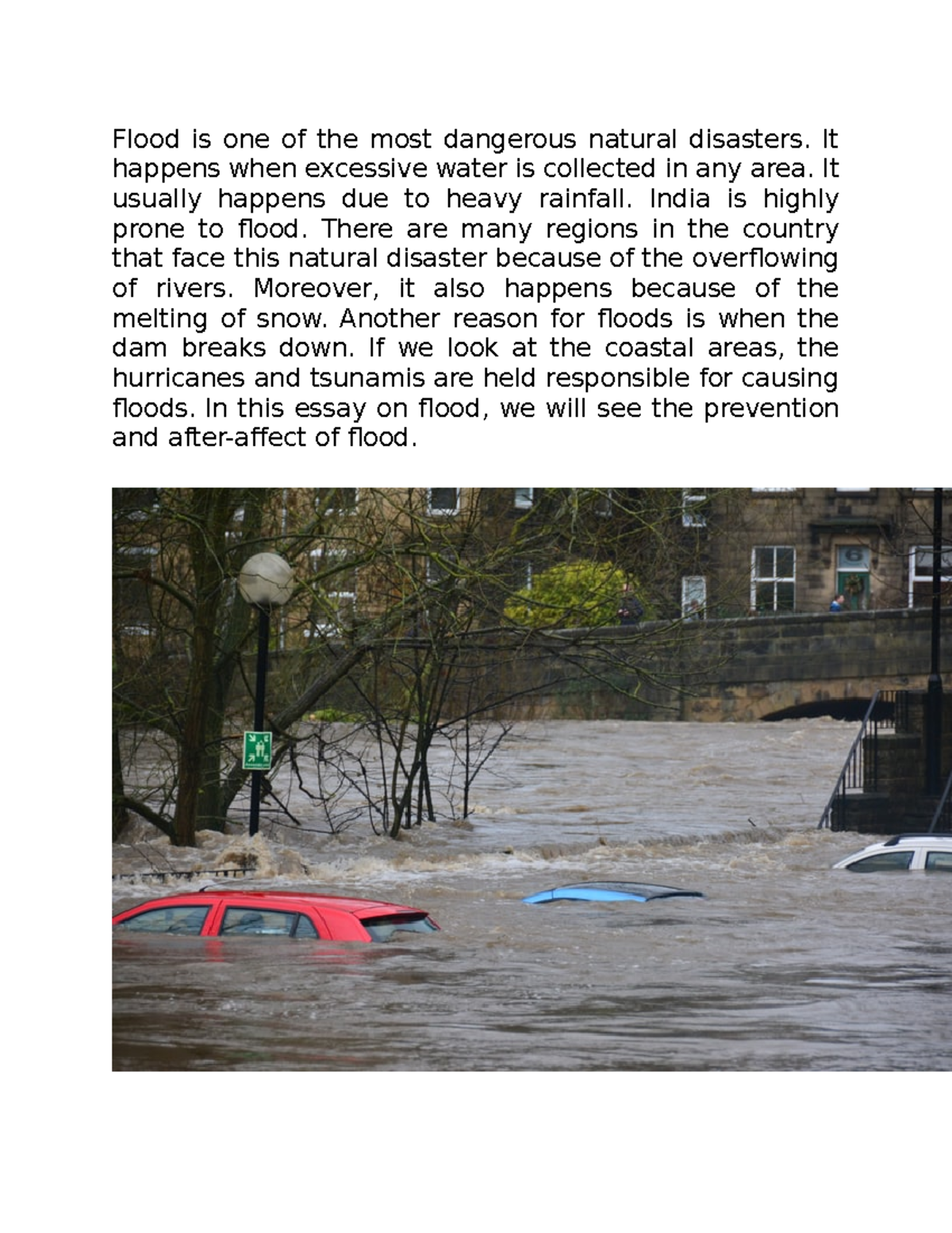 Flashflood danger - Lecture notes 1 - Flood is one of the most ...