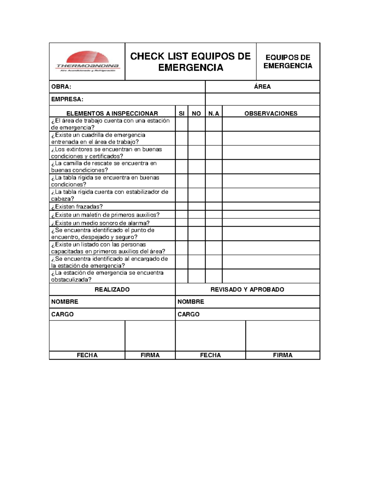 444390766 Check LIST Equipos DE Emergencia - CHECK LIST EQUIPOS DE ...