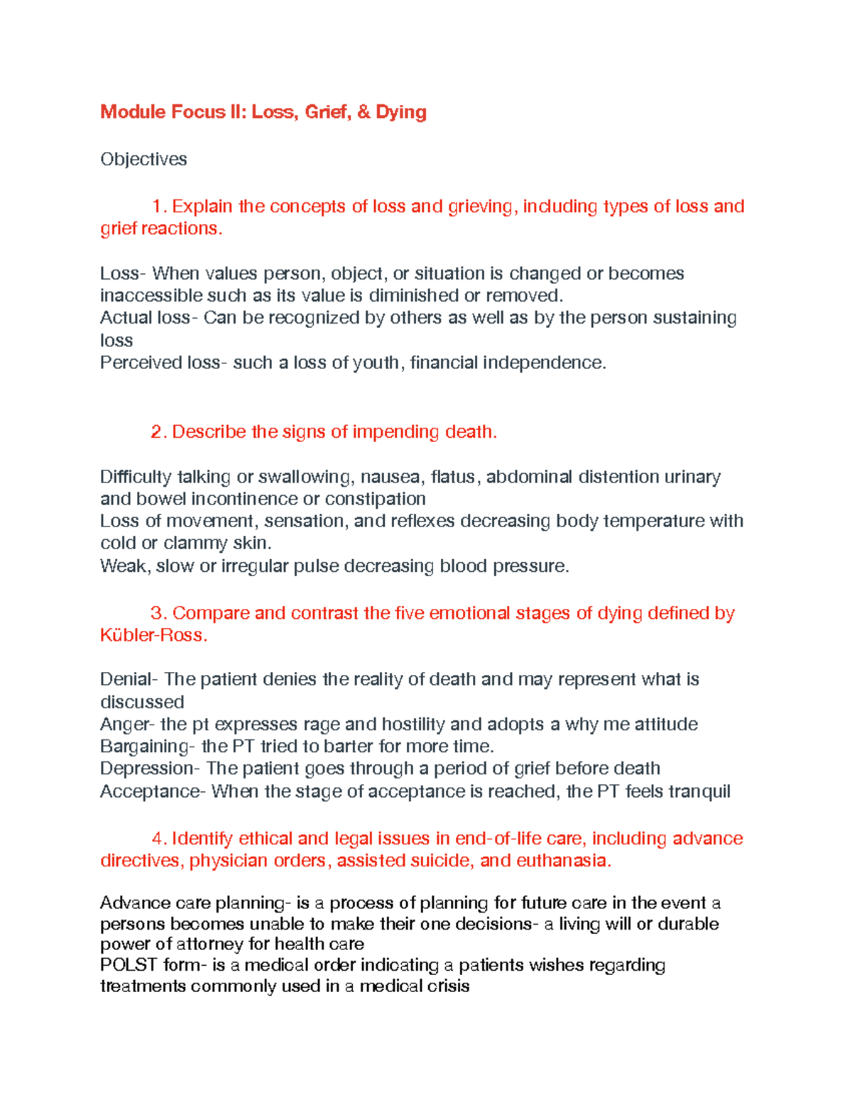 CHAP 44 Loss, Grief, & Dying - Module Focus II: Loss, Grief, & Dying ...