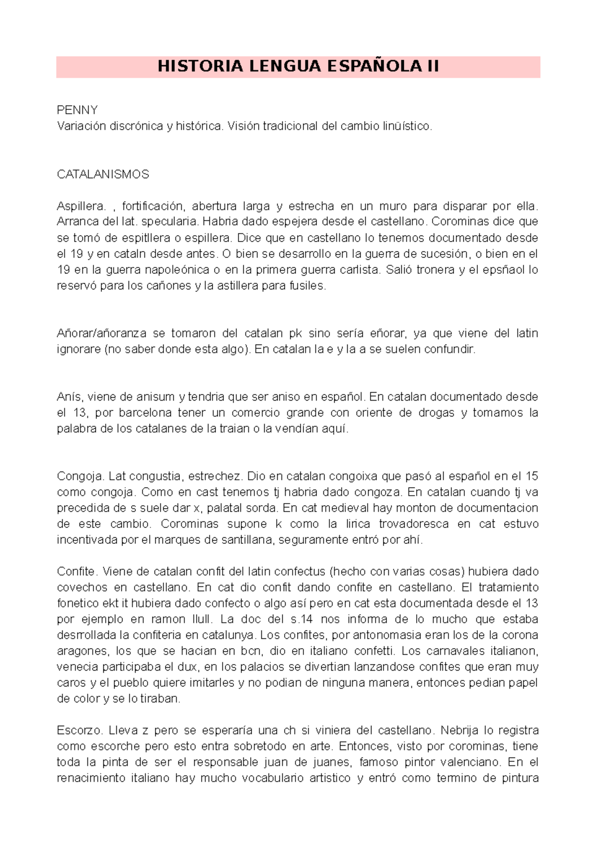Historia De La Lengua Española Ii Historia De La Lengua Española Ub