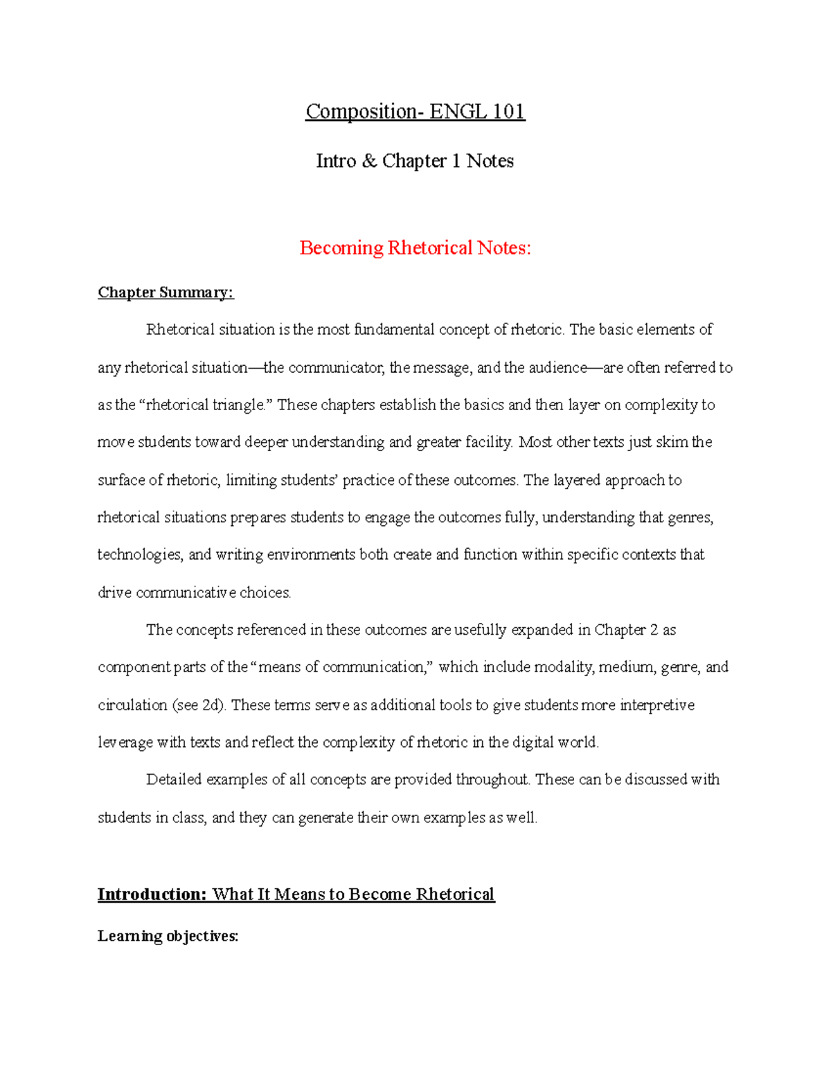 Composition- ENGL 101 Ch1 - Composition- ENGL 101 Intro & Chapter 1 ...