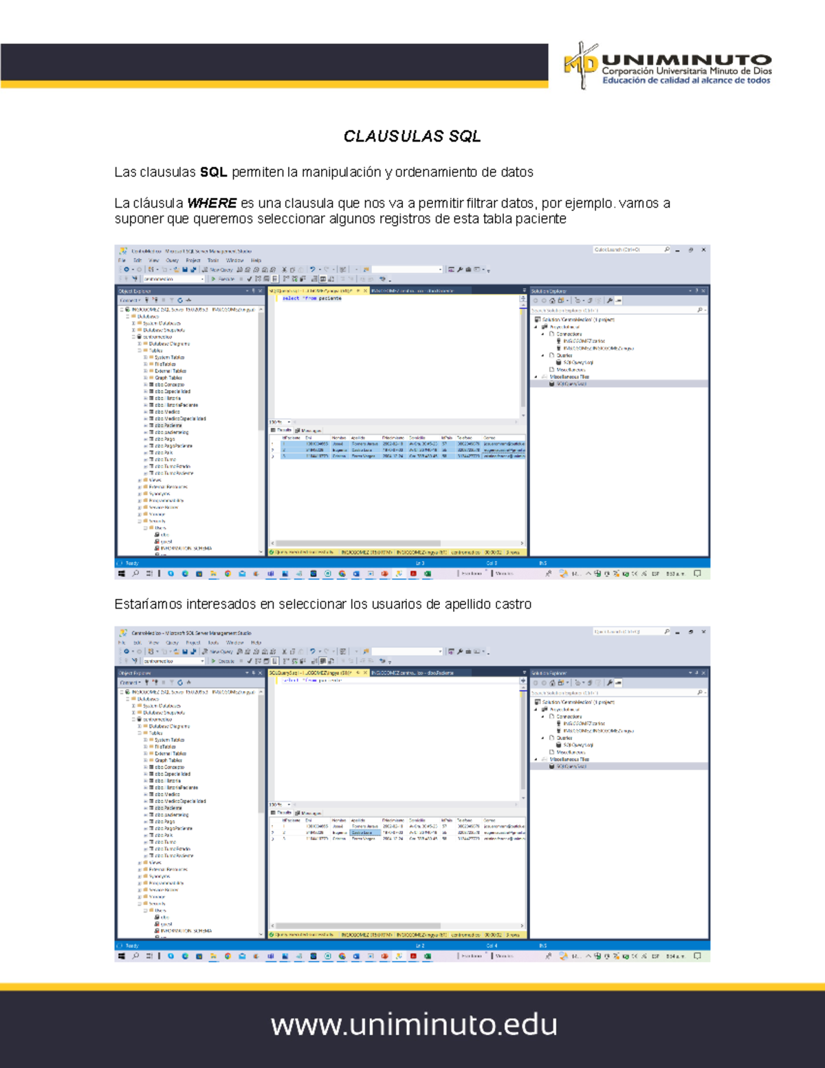 Clausulas SQL Material DE Apoyo - CLAUSULAS SQL Las clausulas SQL permiten la manipulación y ...