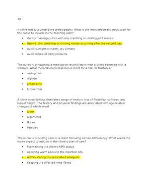 36 Prep U - PrepU - A client shows the nurse a round, firm nodule on ...